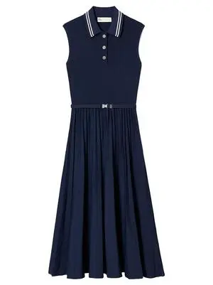 Tory Burch Pleated Viscose Dress - Tory Navy