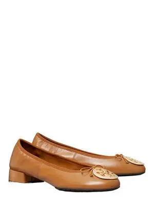 Tory Burch Reva Heeled Ballerinas - Pecan Praline/gold
