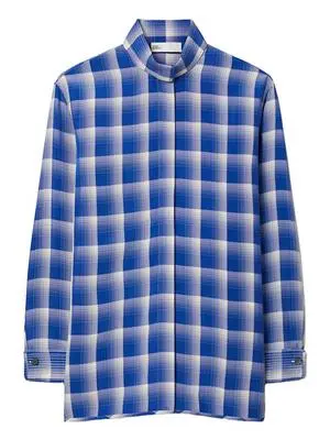 Tory Burch Plaid Viscose Shirt - Blue/ivory