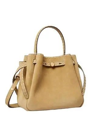 Tory Burch Romy Suede Pick Stitch Bucket Bag Butter