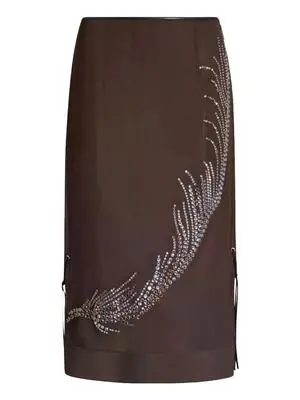 16Arlington Embellished Midi Skirt - Brown