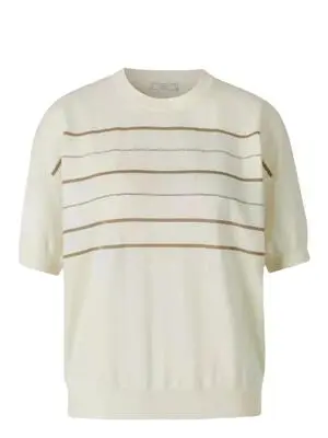 Peserico Crew-neck Striped T-shirt - Neutrals