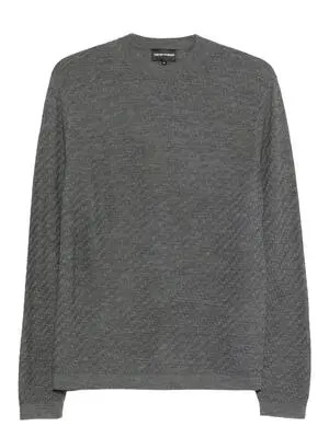 Emporio Armani Textured Virgin Wool Sweater - Grey