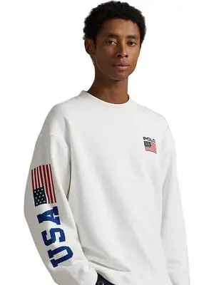 Ralph Lauren Flag Fleece Mockneck - White