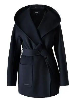 Mackage Wool Wrap Coat With Sash Belt - Black