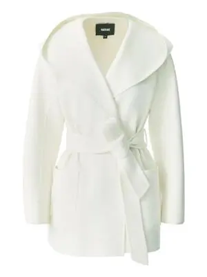 Mackage Wool Wrap Coat With Sash Belt - Cream