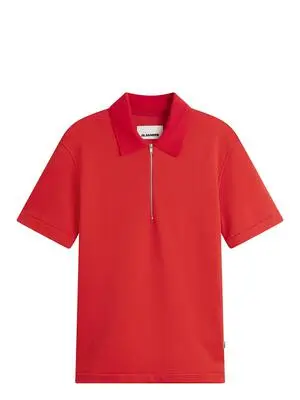 JIL SANDER Zip Short Sleeve Polo - Flame