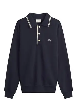 Drole De Monsieur Logo Long Sleeve Polo - Navy