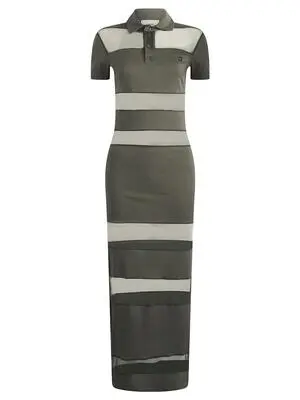 Coperni Striped Sheer Polo Dress - Green