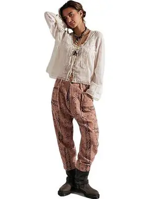 Free People Jacquard Harem Pants - Rose Smoke