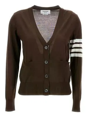 Thom Browne Stripe-detail V-neck Cardigan - Brown