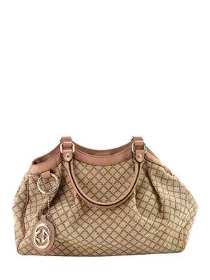 Gucci Sukey Diamante Canvas With Leather Medium Tote Bag - Neutrals