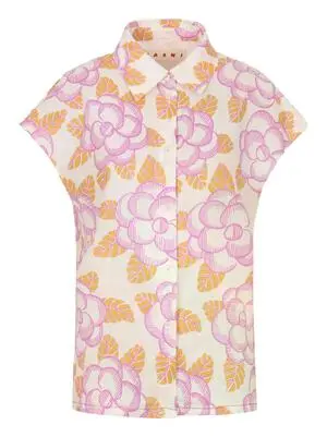 Marni Floral Cap-sleeved Shirt - White