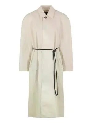 Ter Et Bantine Single-breasted Belted Mid-length Coat - White