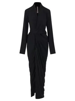 Rick Owens Long-sleeved Wrap Dress - Black