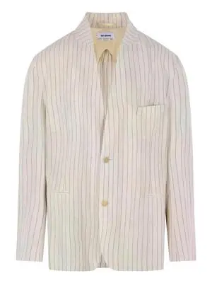 HED MAYNER Pinstripe Collarless Blazer - Neutrals