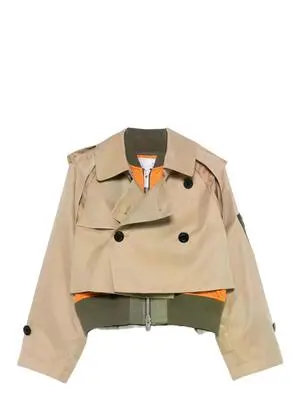 Sacai Double-breasted Gabardine Jacket - Neutrals