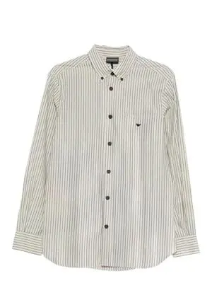 Emporio Armani Striped Button Shirt - Neutrals