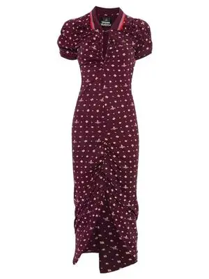 VIVIENNE WESTWOOD Patterned Ruched Midi Dress - Purple