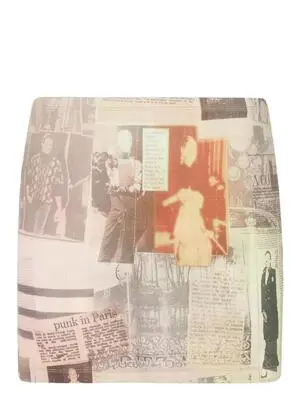 Jean Paul Gaultier Newspaper-print Mini Skirt - Neutrals