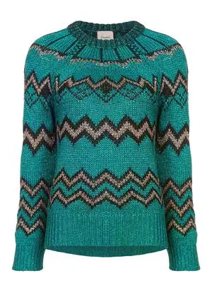 NUDE Metallic Zig Zag Jumper - Green