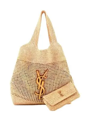 Saint Laurent Icare Raffia Maxi Tote Bag - Neutrals