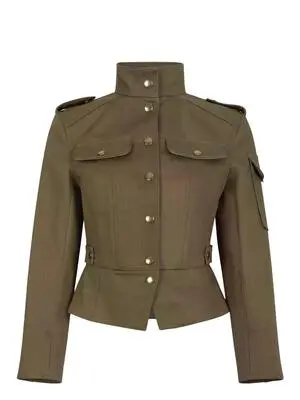 Alexander McQueen Buttoned-up Peplum Jacket - Brown