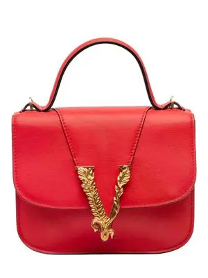 Versace Virtus Top Handle Flap Satchel - Red
