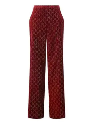 Gucci Velvet Straight Leg Trousers - Red