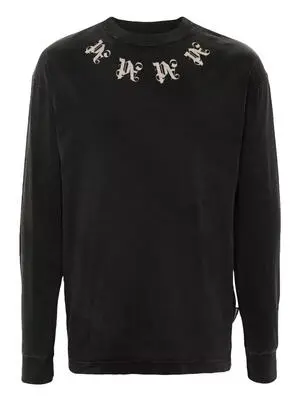 Palm Angels Monogram-print Cotton T-shirt - Grey