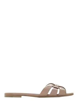 Saint Laurent Tribute Patent Leather Sandals - Neutrals