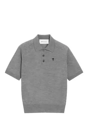 Ami De Coeur Logo-emboidered Polo Shirt - Grey