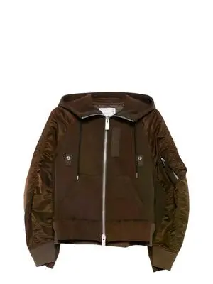 Sacai Hooded Zip Up Sweatshirt - Brown