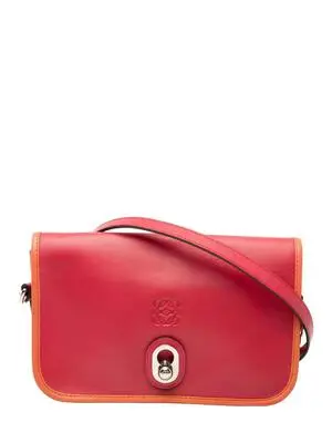 Loewe 2010-2026 Bicolor Leather Anagram Ines Flap Crossbody Bag - Red