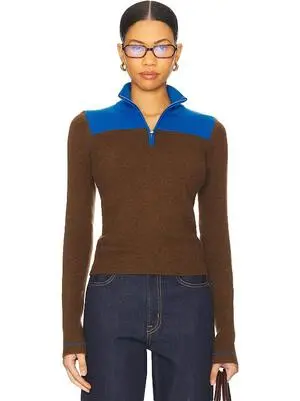 Guest In Residence Alpine Half Zip Sweater - Chestnut & Twilight