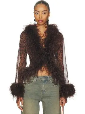BUBISH Sheer Feather Blouse - Leopard