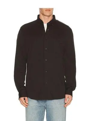 Faherty Brand Coastline Knit Shirt In Brown - Bear Mountain Houndstooth
