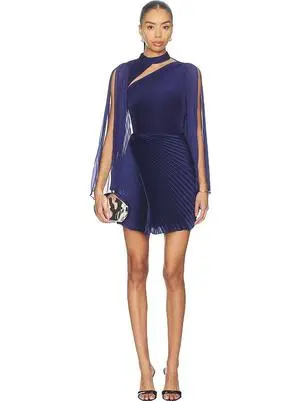 Alice + Olivia Aurelie Draped Cape Mini Dress - Midnight Blue