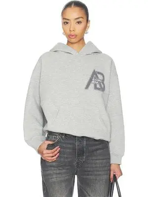 ANINE BING Jaci Letterman Hoodie - Medium Heather Grey