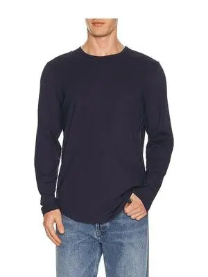 CUTS Ao Long Sleeve Curve Hem Tee In Navy - Pacific Blue