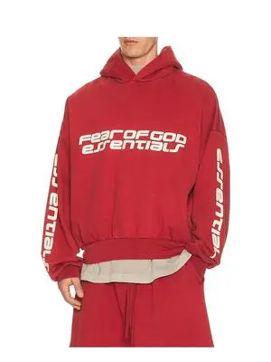 Fear Of God Cropped Relaxed Hoodie - Crimson