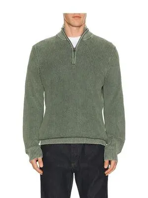 Faherty Brand Sunwashed Quarter Zip Sweater - Mountain Olive