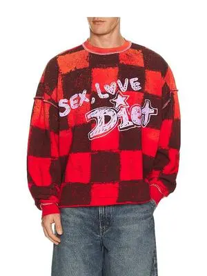 DIET STARTS MONDAY Sl&d Crewneck Sweatshirt - Checkered Red