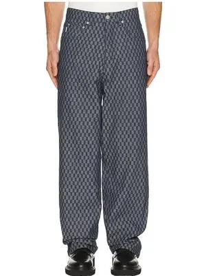 PLEASURES Formula Baggy Jeans - Indigo Checker