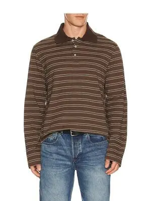 A.p.c. Long Sleeve Stripe Polo - Brown