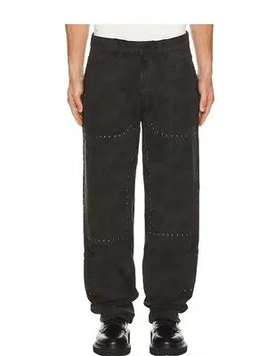 PLEASURES Cowhide Double Knee Work Pant - Black