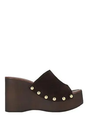 Kurt Geiger Rua Suede Wedge Sandals - Dark Brown