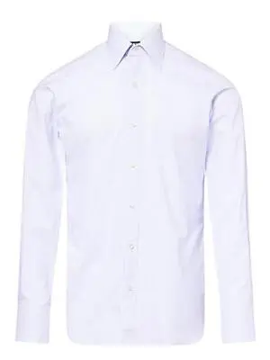 TOM FORD Slim-fit Checked Cotton Shirt - Sky Multicolor