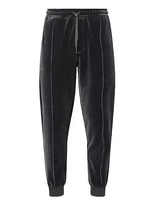 TOM FORD Velour Tapered-leg Stretch-cotton Blend Jogging Bottoms - Light Charcoal