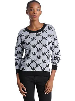 Michael Kors Logo Jacquard Knit Sweater - Black